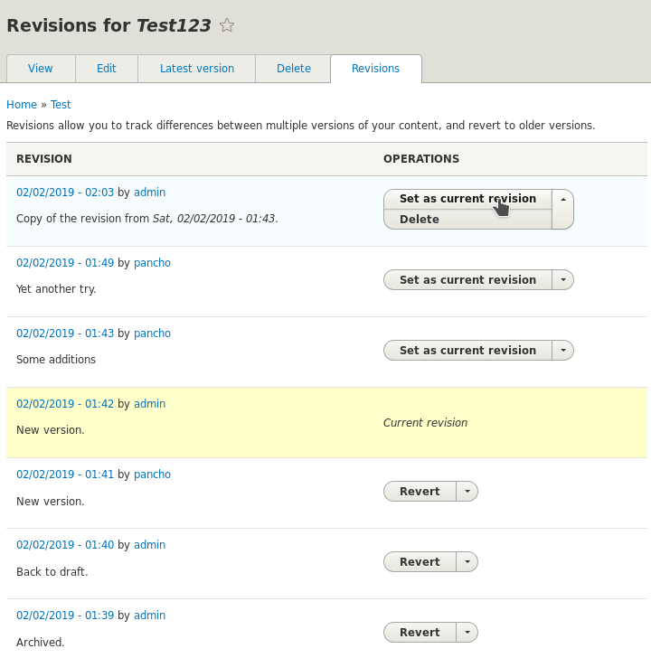 Replace content revision table with a view [#1863906] | Drupal.org